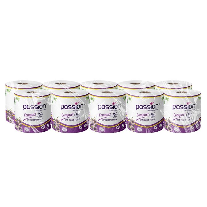 Passion Compact 3 Ply Bathroom Tissue 400 Sheets - 10 Roll Family Combo ...