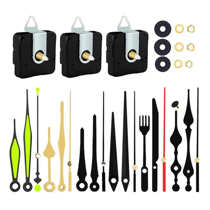 3Pcs Clock Mechanism Kit With 6 Different Clock Hand DIY Wall Clock ...
