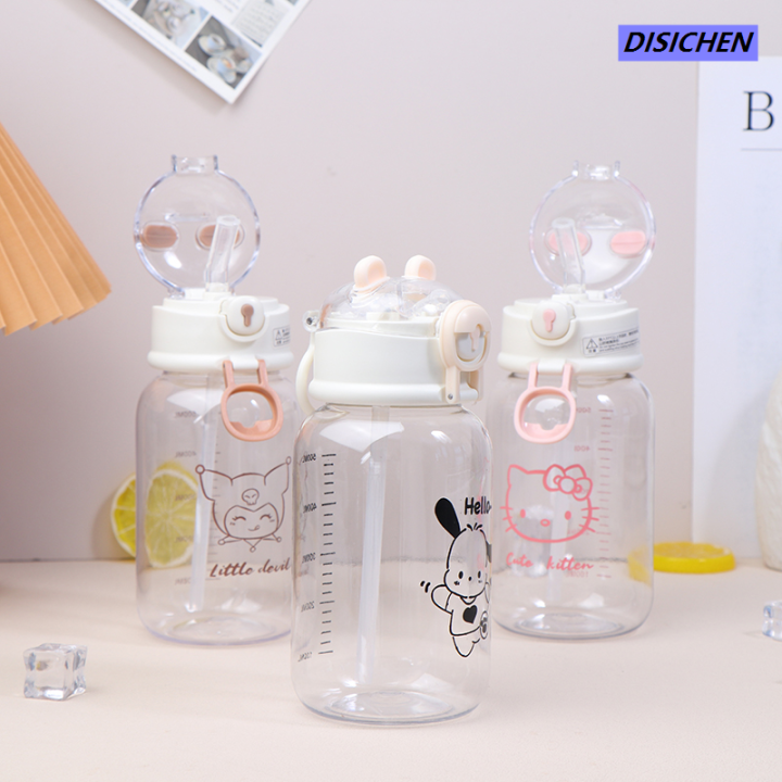 DISICHEN 【 】 500ML Kawaii Cartoon Transparent Straw Cup Cute Kuromi ...