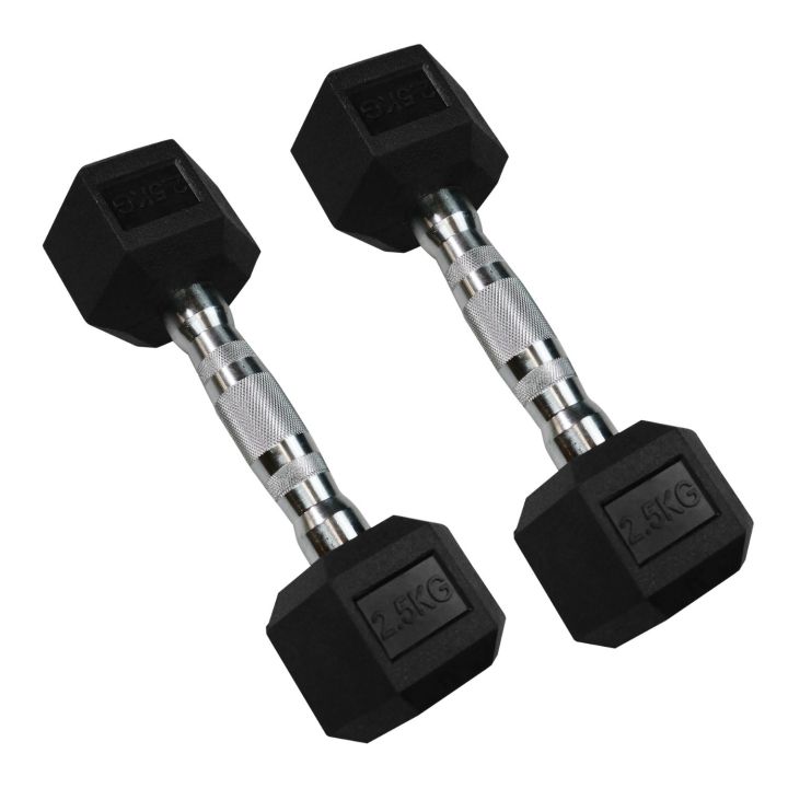 Hex 2.5Kg Dumbbell Set | Rubber Coated Dumbbell With Chrome Casted ...