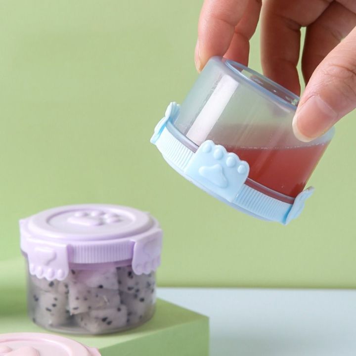 Lunch Box Accessories Plastic Sauce Box Cat Paw Pattern Lid Round ...