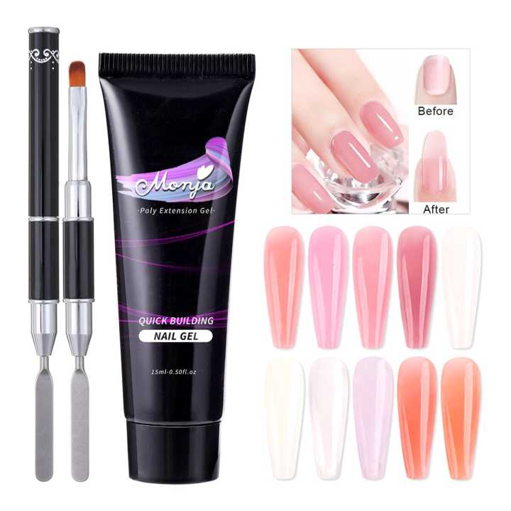 Monja 2Pcs/set Nail Art UV Gel Nail Quick Extension Nail Liquid Slip ...