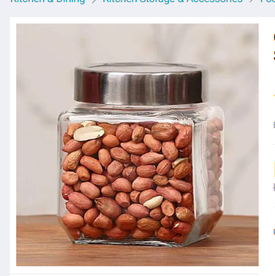 Glass Jar Container Cube Shape With Stainless Steel Lid 1200 ml | Daraz ...