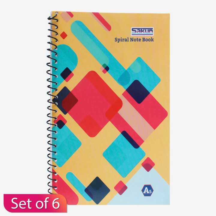 Sakun Spiral Notebook A5 Size (Set Of 6) Different designs | Daraz.com.np