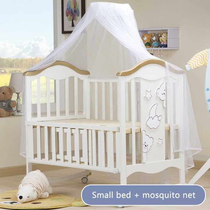 Baby Bed Solid Wood Crib Style White Infant Bed Cradle Bed Splicable ...