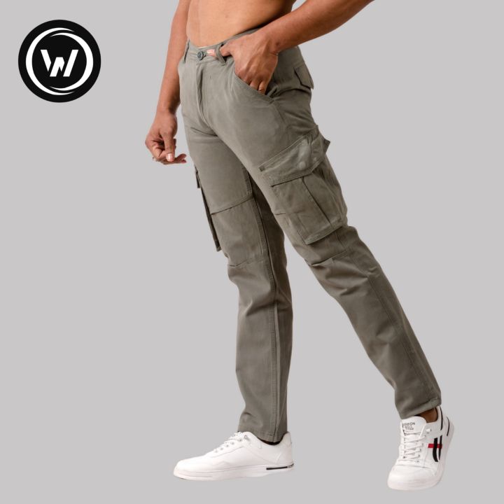 Wraon Army Green Solid Premium Cotton Regular Fit Cargo Box Pant For ...