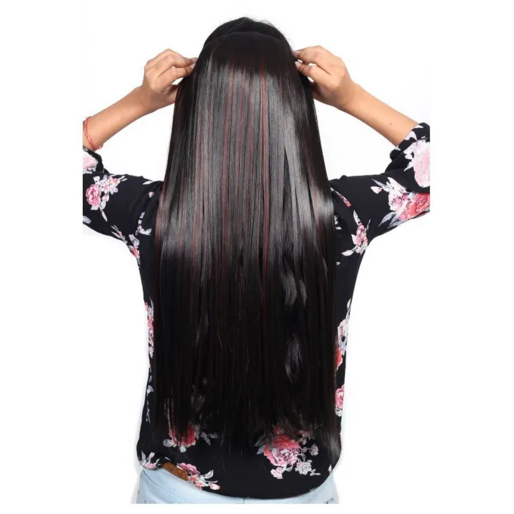 Long Straight Synthetic Hair Extension Piece 5 clips 2 Feet long Long ...
