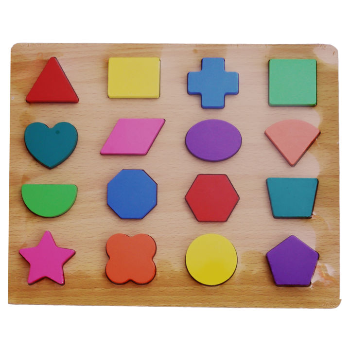Cute Baby- Colorful Wooden 3D Geometric Shapes Puzzle Board - Early ...