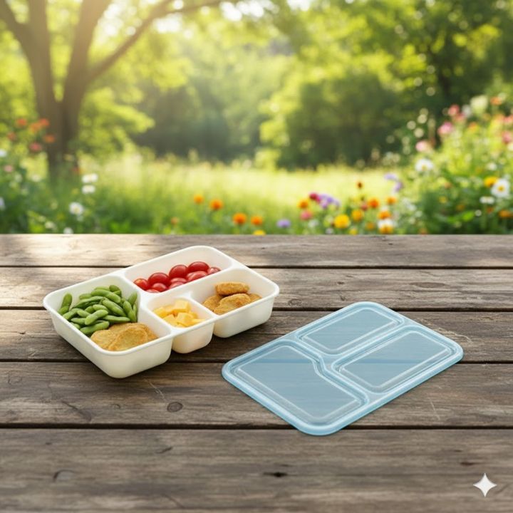 Eco-Friendly Bento Box | Reusable Lunch Container with 4 Dividers ...