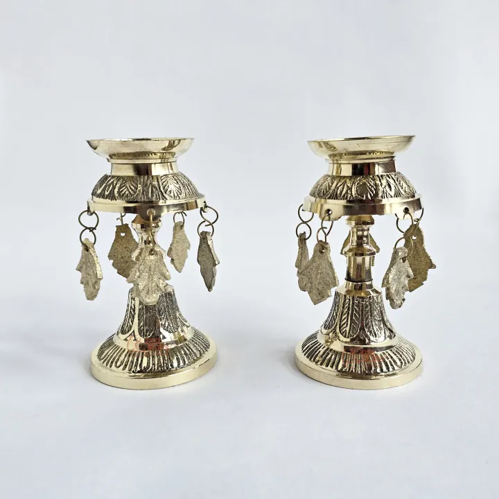 Axia Krafts Brass Cute Puntee Panas Set 5 inches | Traditional Oil Lamp ...