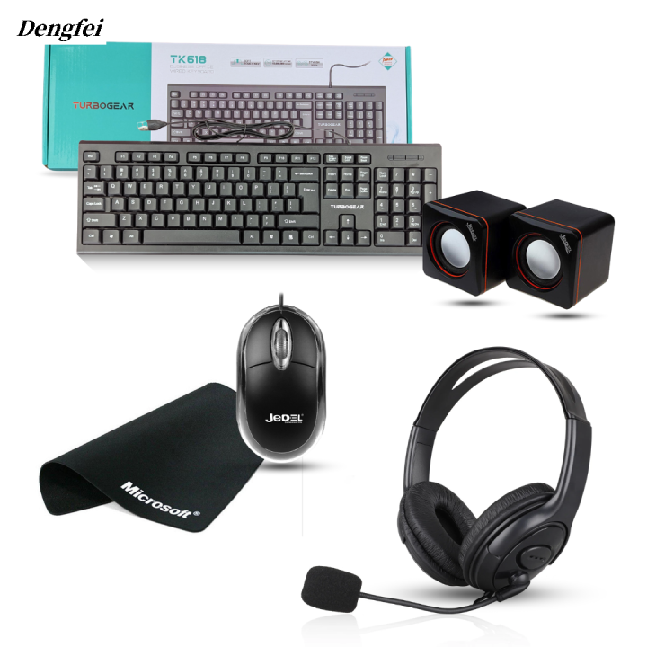 Dengfei Hot Selling Keyboard +Mouse +Mouse Pad + Speaker Bandle + Wired Headphone GH-115 | Daraz ...