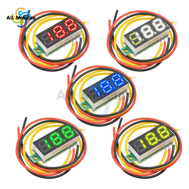 5 Color Available Mini LED Digital Voltmeter DC 4-30V 0.28 Inch 3 Wire ...