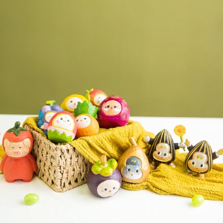 Dolls Solid Wood Wood Carving Fruit Ornament Simple Style Small Painted ...