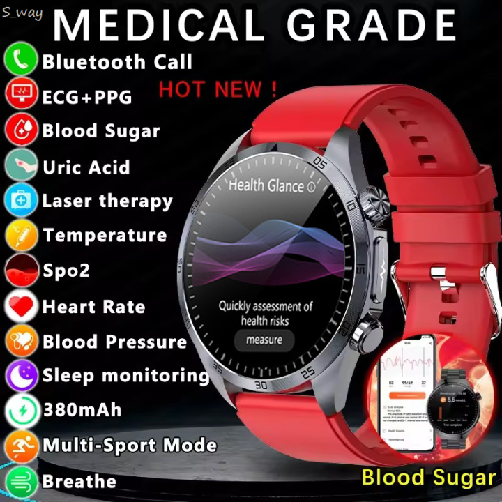 S_way New Medical Grade Pulse Therapy Smart Watch Women ECG+PPG+HRV Glu ...