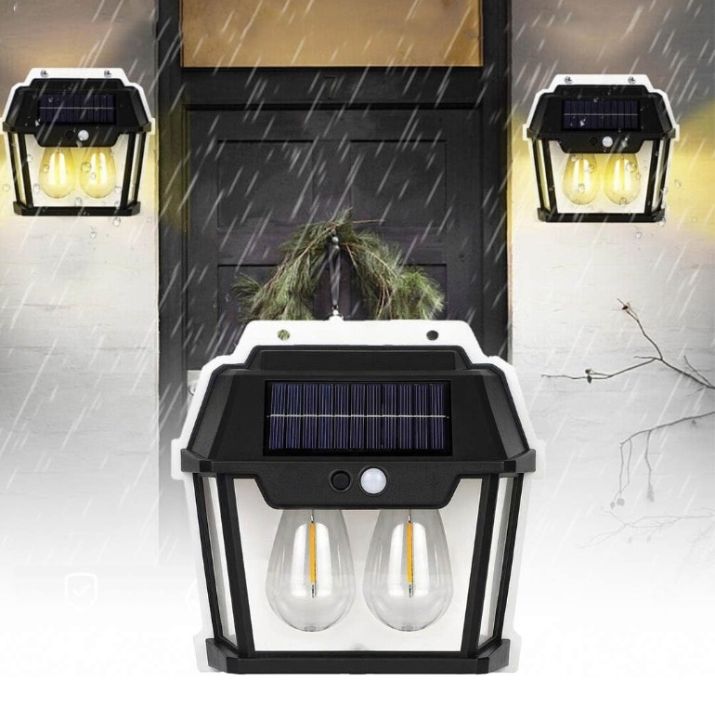Double Bulb Solar Wall Lamp – Outdoor Lighting with Automatic Dusk-to ...