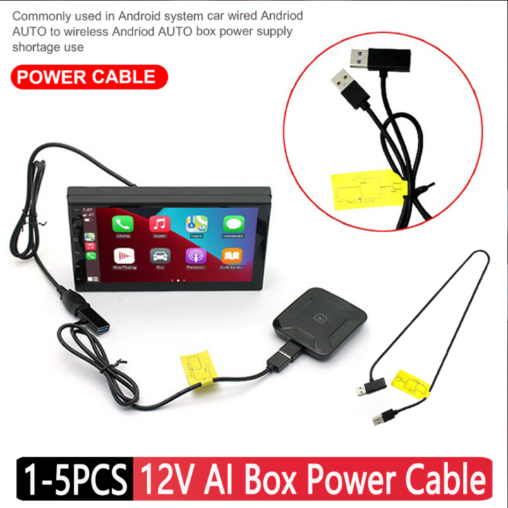 12v Wireless Carplay Ai Box Power Cable Auto Converter Usb Port Two ...