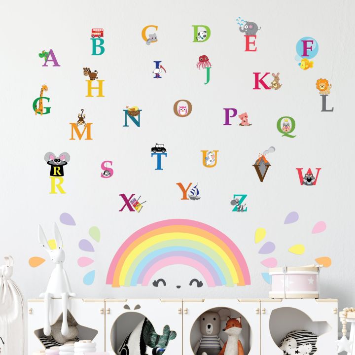 Colorful Rainbow Alphabets Wall Sticker 110cm(H) x 100cm(W) | Daraz.com.np