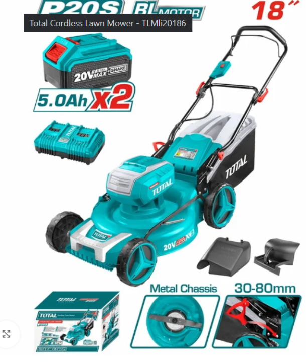 Total 40V(20V+20V) Cordless Lawn Mower With 2x 5.0Ah Battery 460mm ...