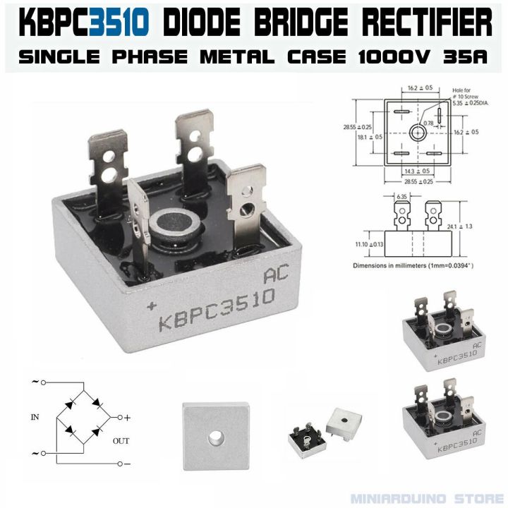 Bridge Rectifier Diode KBPC-3510 35A 1000V AC to DC Full Wave Single ...
