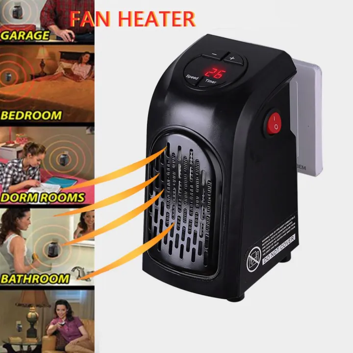 Compact Powerful 400W Digital Electric Heater Fan With Plug-in Wall ...