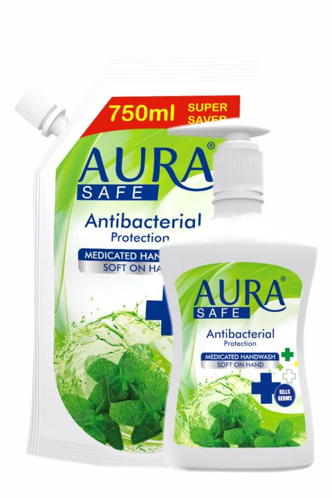 Aura Safe Hand Wash Combo 250 ml & 750 ml Medicated | Daraz.com.np