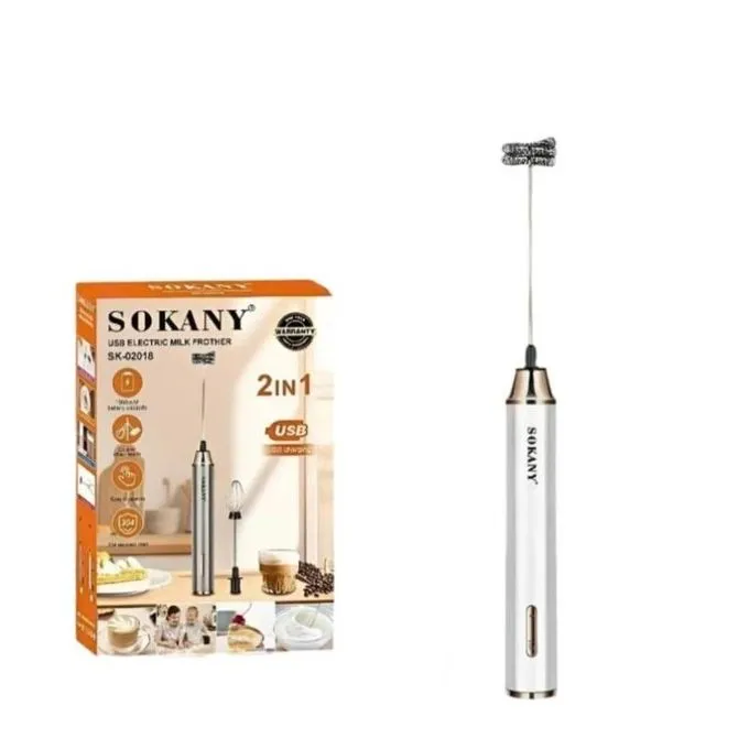Sokany 2 IN 1 USB Rechargeable Milk Frother & Egg Beater (SK-02018 ...