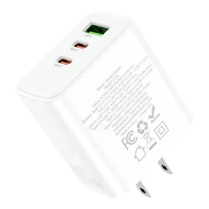 Hoco C126 Pure Power Three Port PD 40W (2C1A) Charger | Daraz.com.np