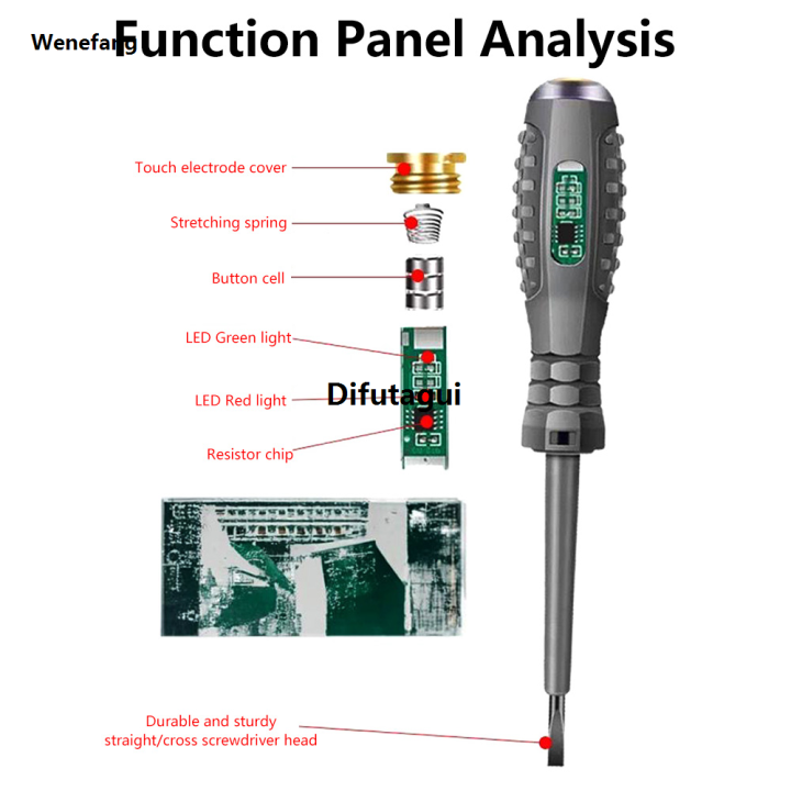 Difutagui Digital Voltage Tester Pen Word/cross Screwdrivers Indicator ...