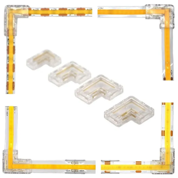 Quick Connect 90 Degree COB LED Connectors L Shape Corner Transparent L ...