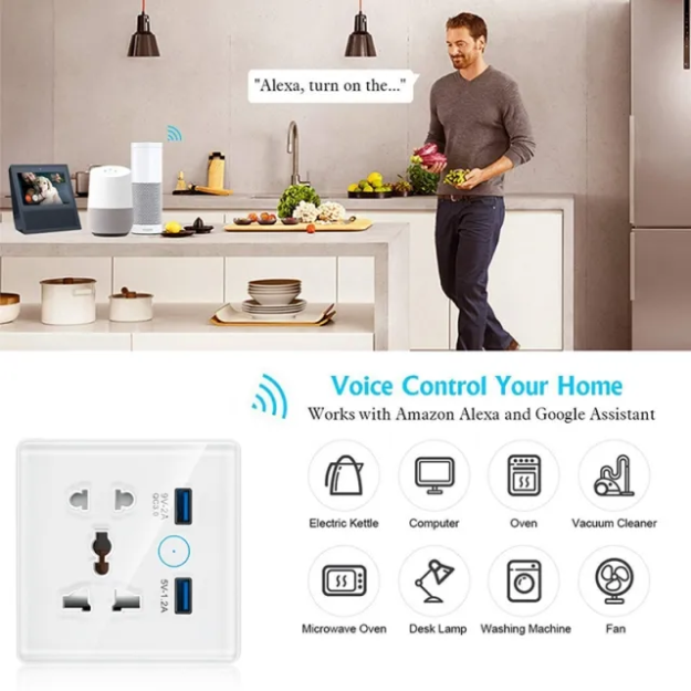 Smart Wi-Fi Universal Wall Socket with Dual USB | Daraz.com.np
