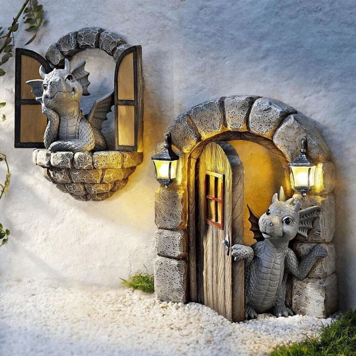 Portable Resin Statue Reading Dragon Statue 3 Colors Elf Out Statue ...