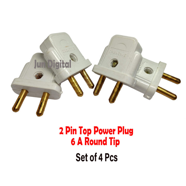 2 Pin Power Plug Male Socket 6A Round Tip Pack of 4 Pcs | Daraz.com.np