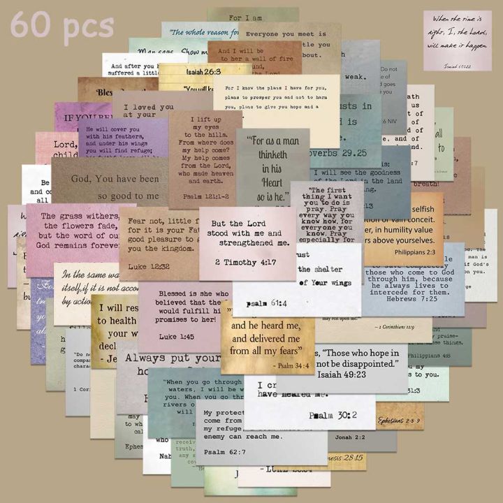 60pcs English Bible Verse Stickers Aesthetic Graffiti Decals For Laptop ...