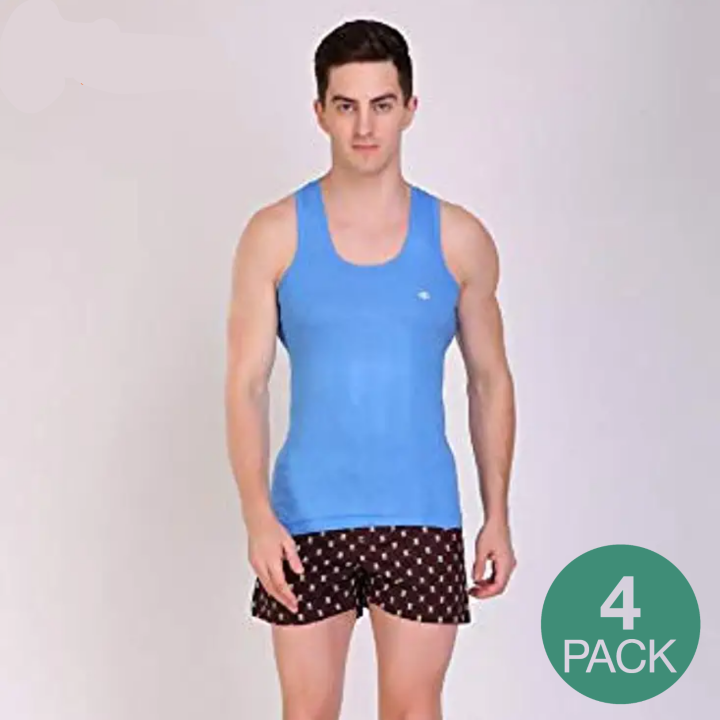 Amul Comfy Men's Color Vest 100% Cotton RN(Pack Of 4) | Daraz.com.np