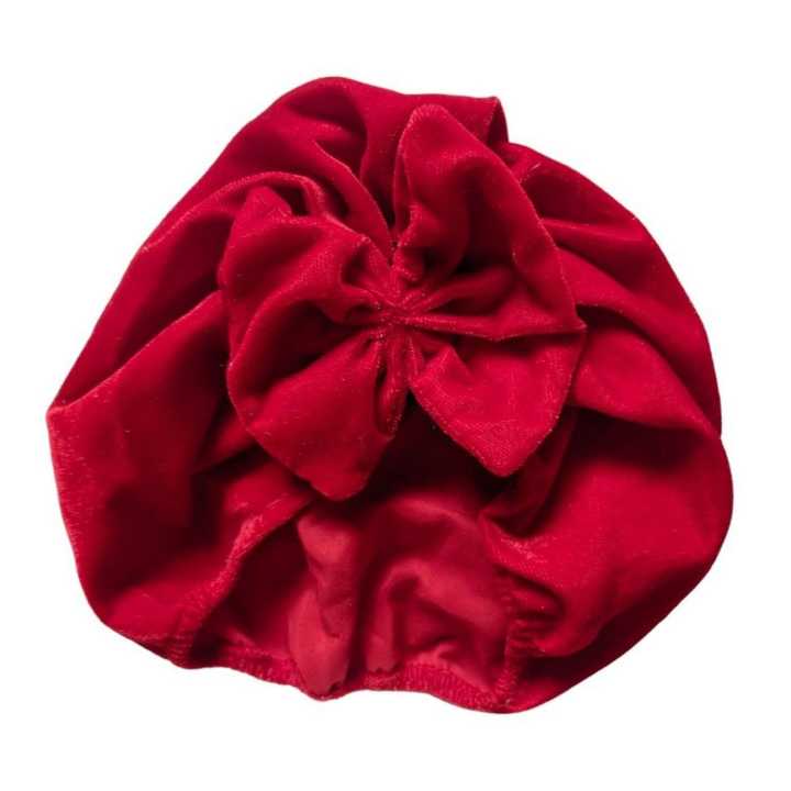 Red Color Velvet Baby Turban With Bow Design | Daraz.com.np