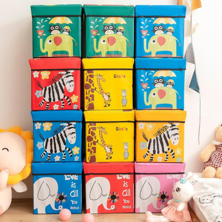 Foldable Kids Chair And Storage Stool box , Toy Organizer in Assorted ...