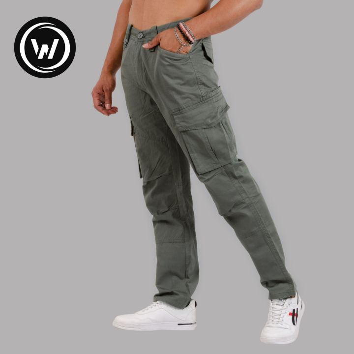 Wraon Dark Green Solid Premium Cotton Fancy Cargo Box Pant For Men ...
