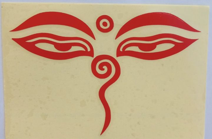 1pcs 9/6.5 Red Buddha Eyes/ Swayambhunath stupa Sign Sticker For Mobile ...