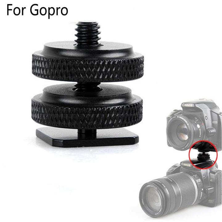 1/4" inch Dual Nuts Tripod Mount Screw to Flash Camera Hot Shoe Adapter ...
