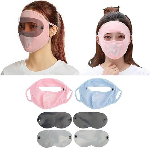 Pack Of 3 Full Face Mask Full Face Shield, Ice Silk Face Mask UV ...