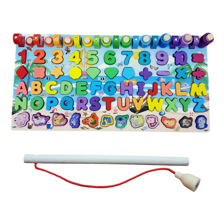 6-in-1 Educational Wooden Puzzle Sorting & Stacking Montessori Toys ...