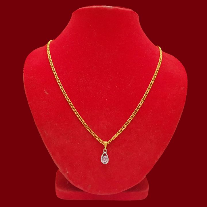 Panchadhatu Pendant Ad Stone Studded With Gold Plated Chain Necklace ...