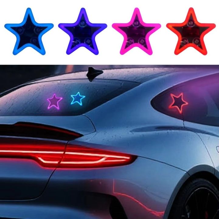 New Star-shaped Car Neon Lights Colorful Solar Powered Car Triangle ...