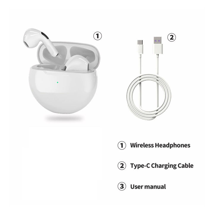 Pro 6 TWS B Bluetooth Wireless Ear pod Sport Earphones True Wireless ...