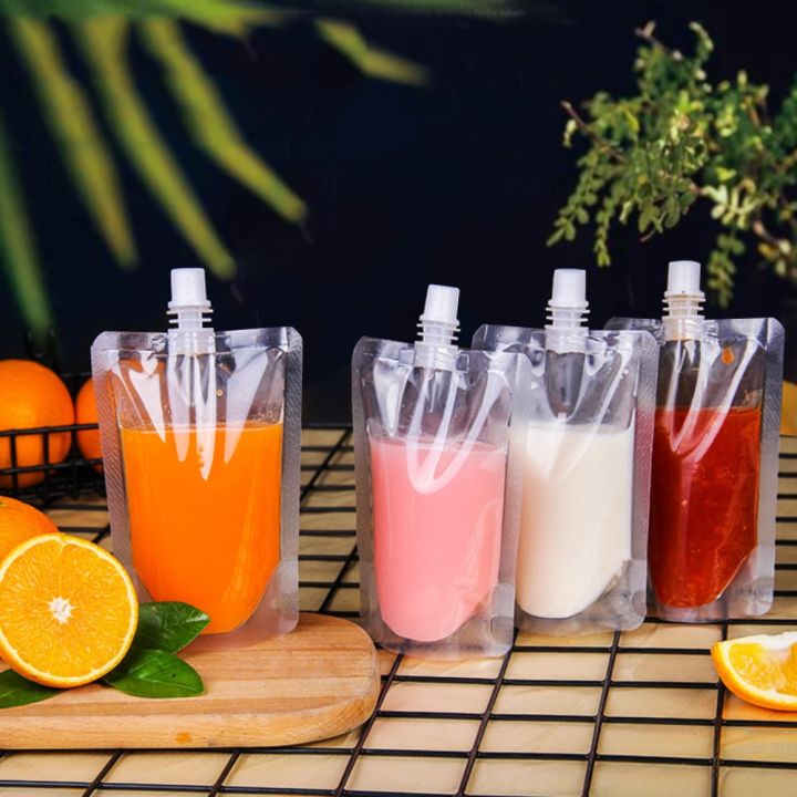 10pcs Portable Refillable Plastic Squeezable Leak Proof Juice Pouches ...