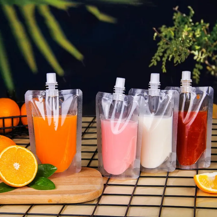 10pcs Portable Refillable Plastic Squeezable Leak Proof Juice Pouches ...