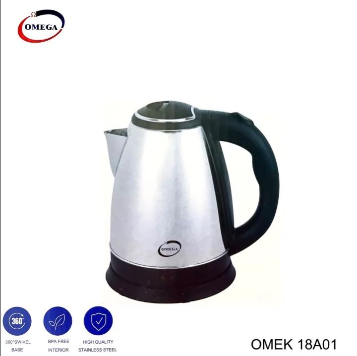 OMEGA 1.8 Litres Electric Kettle With Stainless Steel Finish Body ...