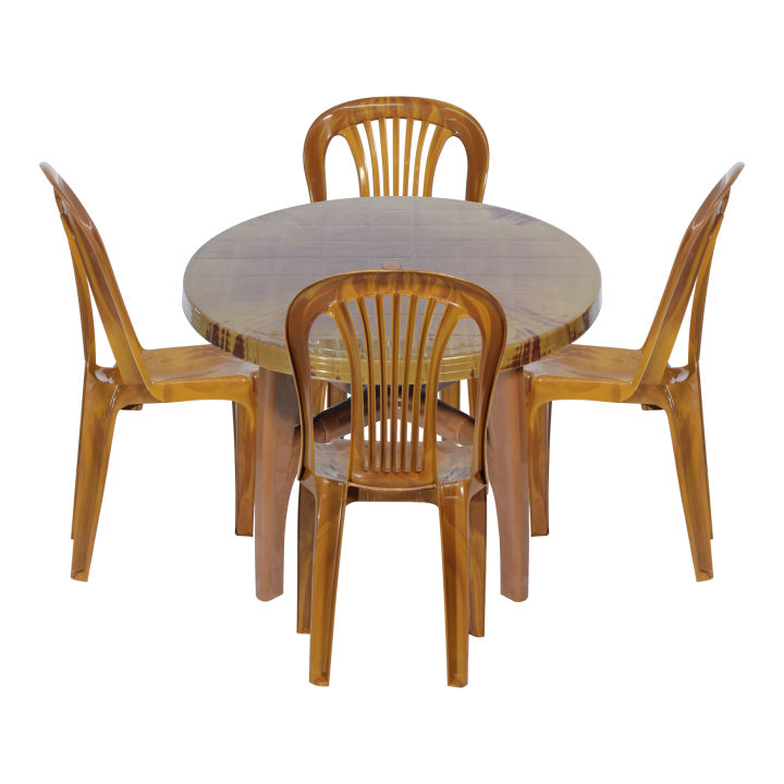Plastic Round Table & Premium Chair Set (6 Chairs And 1 Table) | Daraz ...