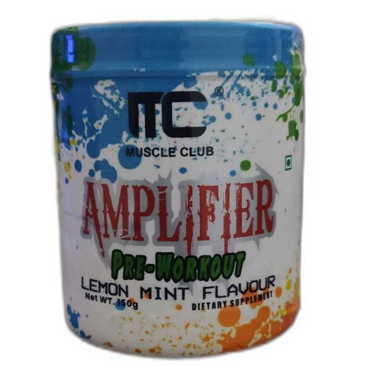 MUSCLE CLUB Amplifier 4X Pre Workout, 150g Powder (Lemon Mint Flavour ...