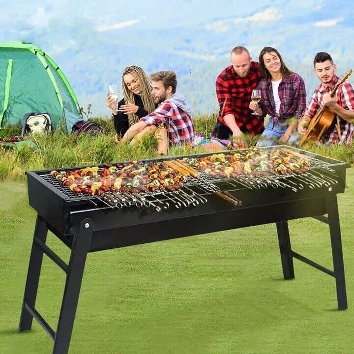 New Large BBQ Barbecue Grill Folding Portable Charcoal Outdoor Camping ...